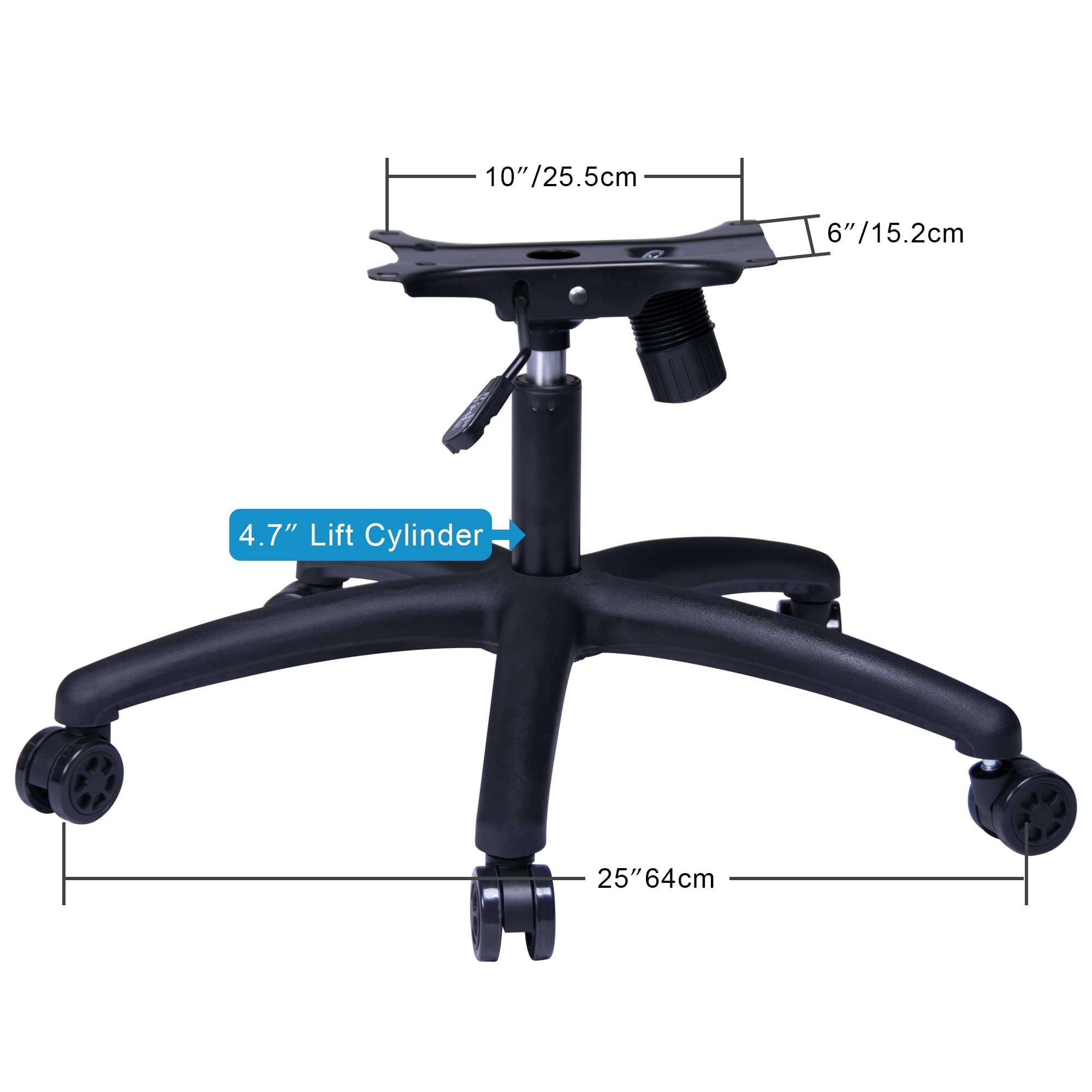 Yoogu 25 inch 320 lbs Heavy Duty Gaming Office Chair Base Replacement Swivel Chairs Part Set with Bottom Plate Stand Cylinder and Casters