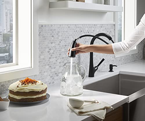 KOHLER R77748-SD-BL Malleco Touchless Pull Down Kitchen Sink Faucet with Soap/Lotion Dispenser in Matte Black