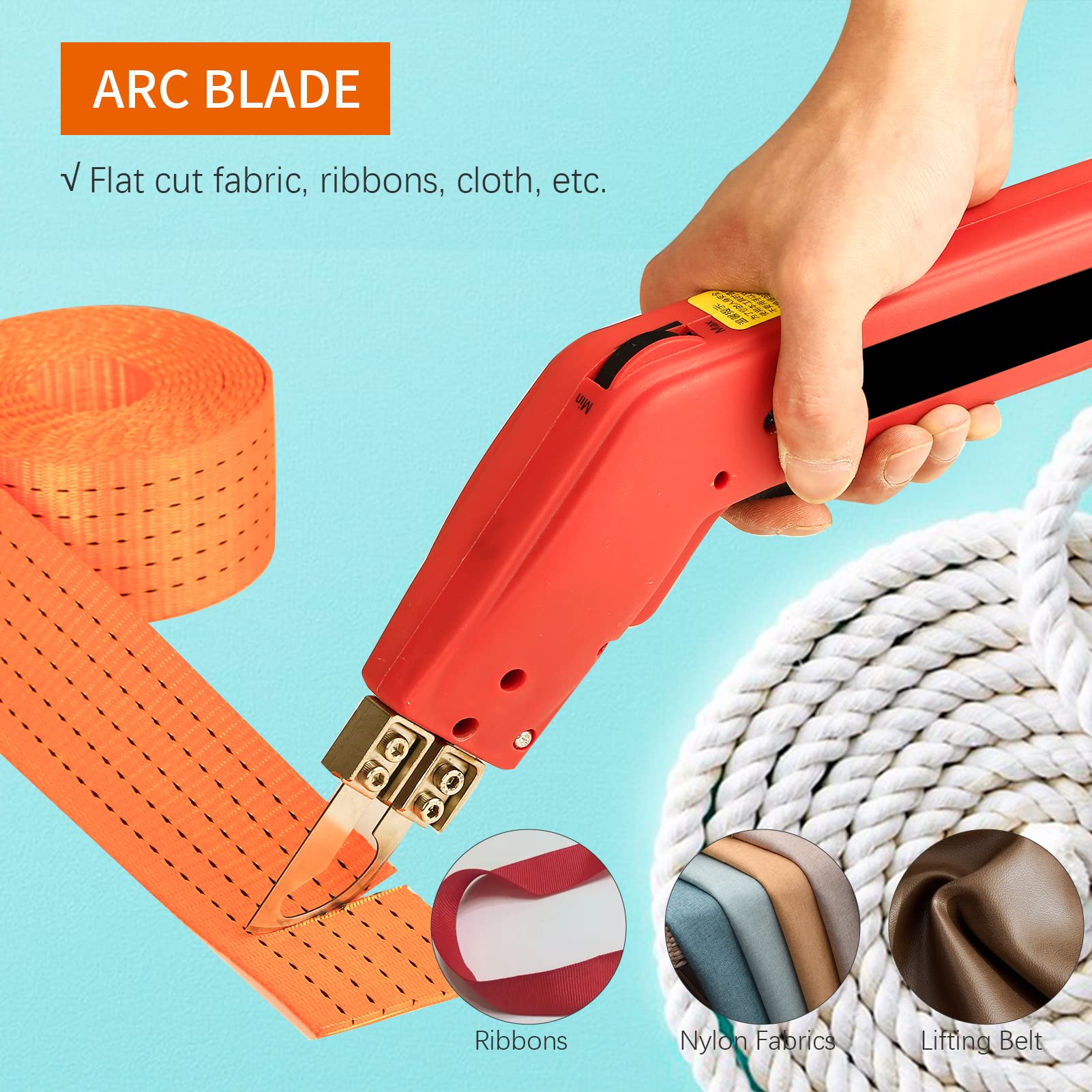 RONGTER Electric Hot Knife Rope Fabric Foam Fabric Cutter with 2 Blades Hot Knife 100W up to 932℉(500℃), Hotwire Foam Cutter 110V, Cutting Tool for Fabrics Ropes Belts Foam Board Kt Board Leather