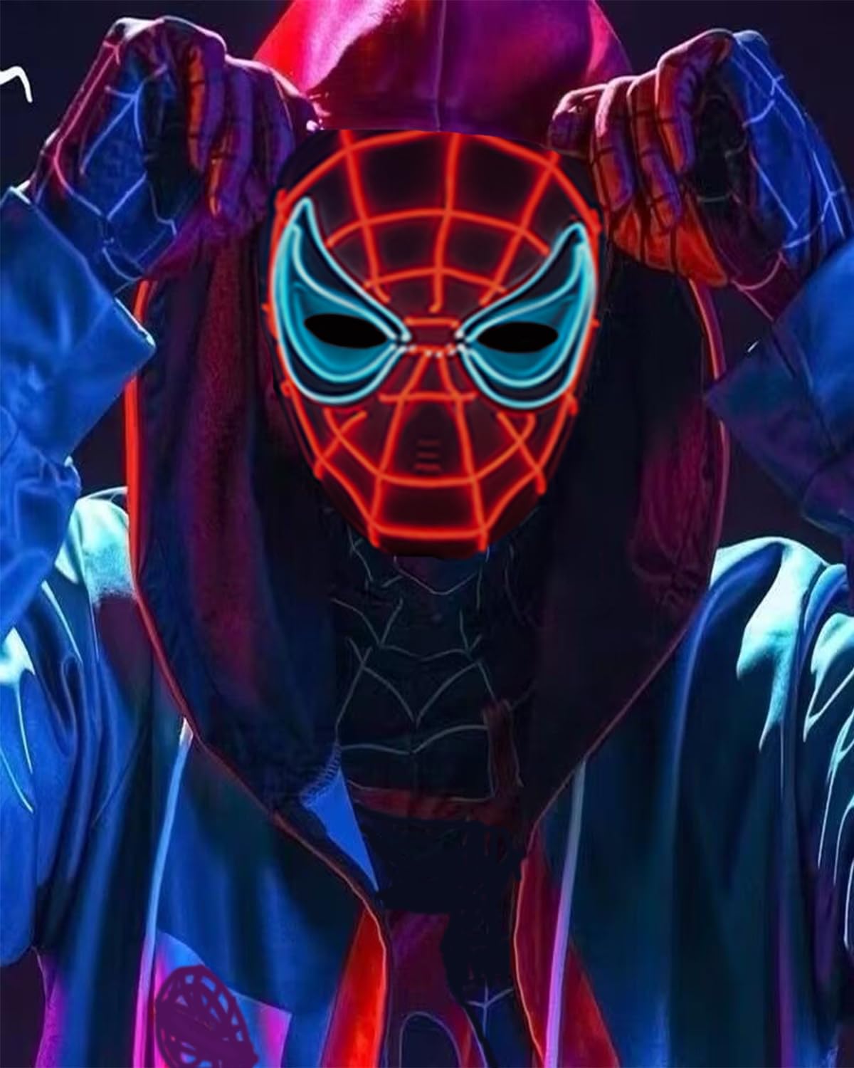 RIDDIM Spider Led Mask for Kids, Super Hero Cosplay, Light up Scream Mask for Carnival, Halloween