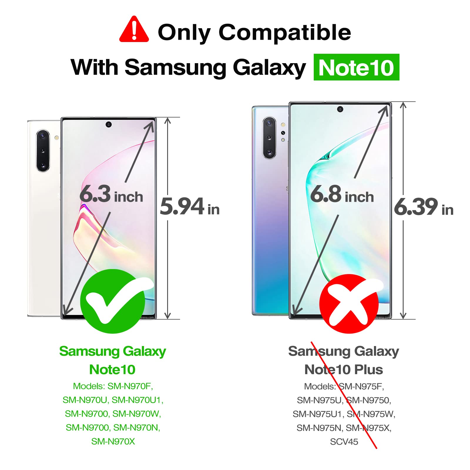 Rayboen Crystal Clear Case for Samsung Galaxy Note 10, Compatible with Samsung Galaxy Note 10, Crystal Clear, Wireless Charging Compatible, Clear Case