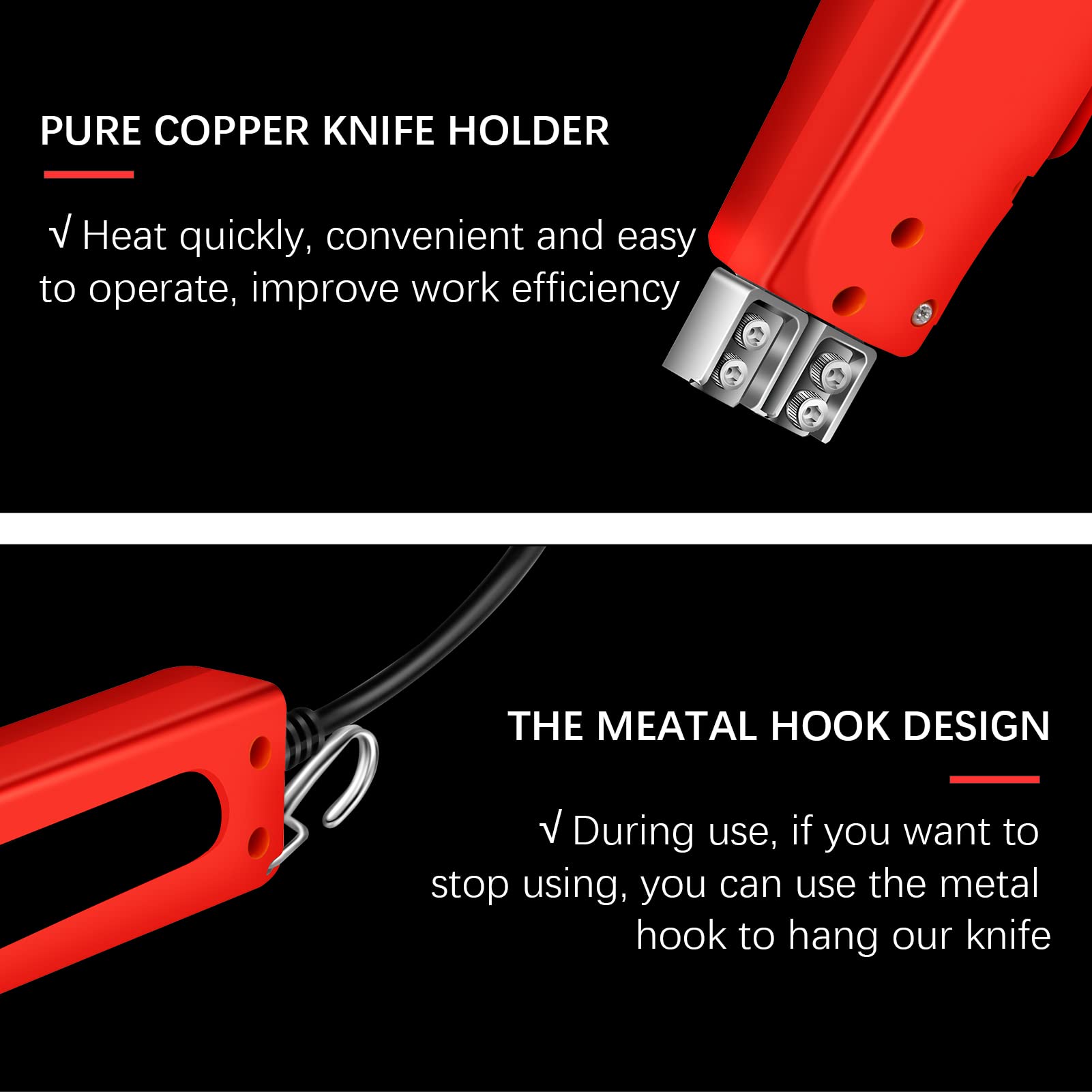 RONGTER Electric Hot Knife Rope Fabric Foam Fabric Cutter with 2 Blades Hot Knife 100W up to 932℉(500℃), Hotwire Foam Cutter 110V, Cutting Tool for Fabrics Ropes Belts Foam Board Kt Board Leather