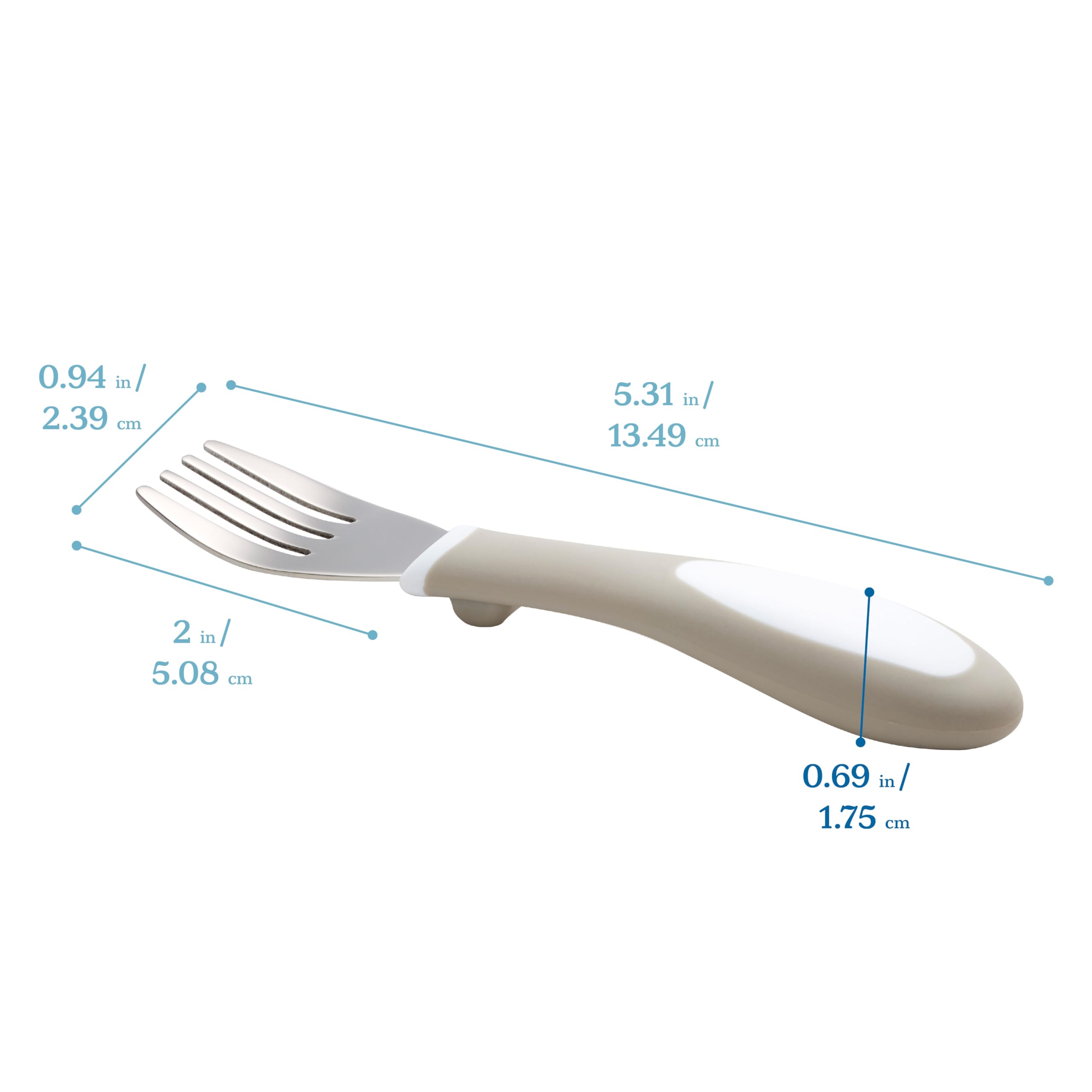 ECR4Kids-ELR-18104 My First Meal Pal Toddler Forks, BPA-Free and Dishwasher Safe Utensils for Babies and Kids, Children's Flatware for Self-Feeding, White/Light Grey (3-Pack)