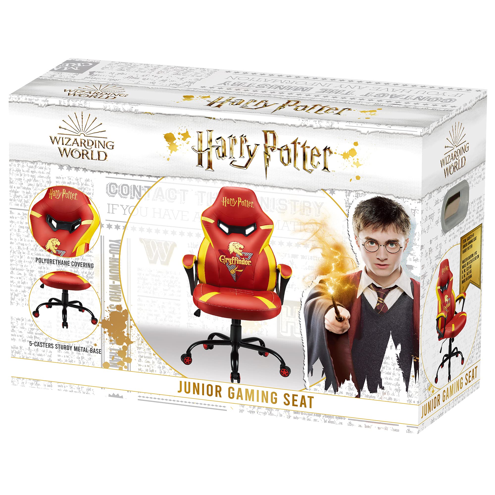 SUBSONIC Harry Potter - Junior Gamer Chair Gryffindor - Gaming Office Chair for Children and Teens- Official License