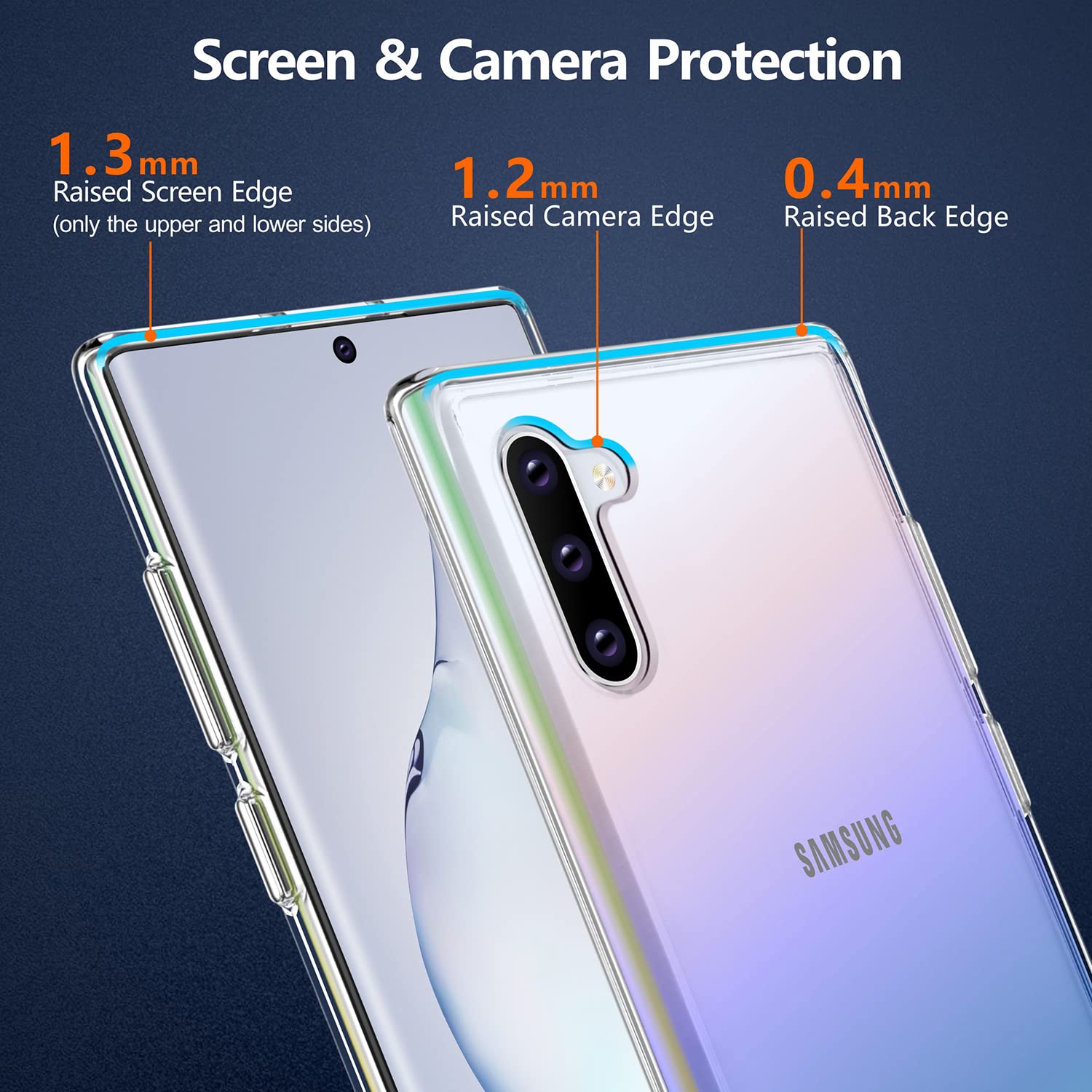 Rayboen Crystal Clear Case for Samsung Galaxy Note 10, Compatible with Samsung Galaxy Note 10, Crystal Clear, Wireless Charging Compatible, Clear Case