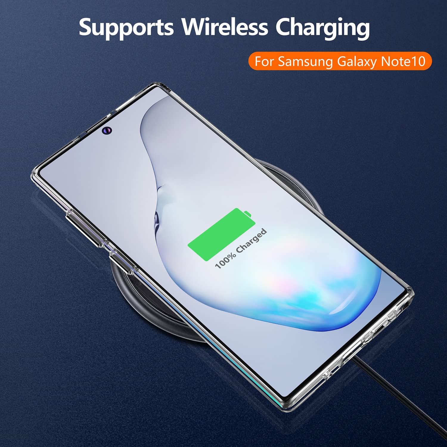 Rayboen Crystal Clear Case for Samsung Galaxy Note 10, Compatible with Samsung Galaxy Note 10, Crystal Clear, Wireless Charging Compatible, Clear Case