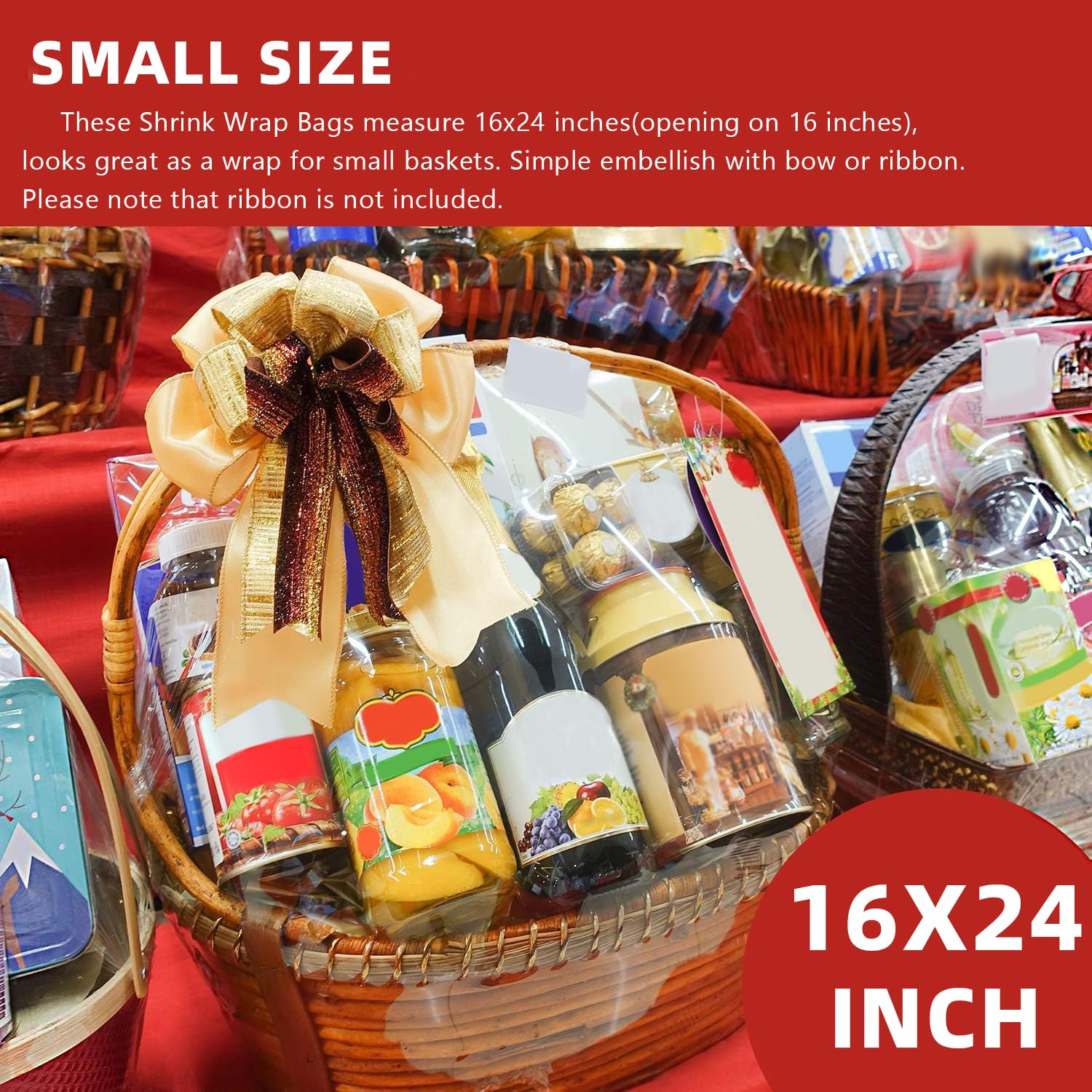 Morepack Shrink Wrap Bags for Gift Baskets,16x24 inches Clear PVC Heat Shrink Bags Cellophane Wrap for Packaging,Gift Wrapping 20 Pack