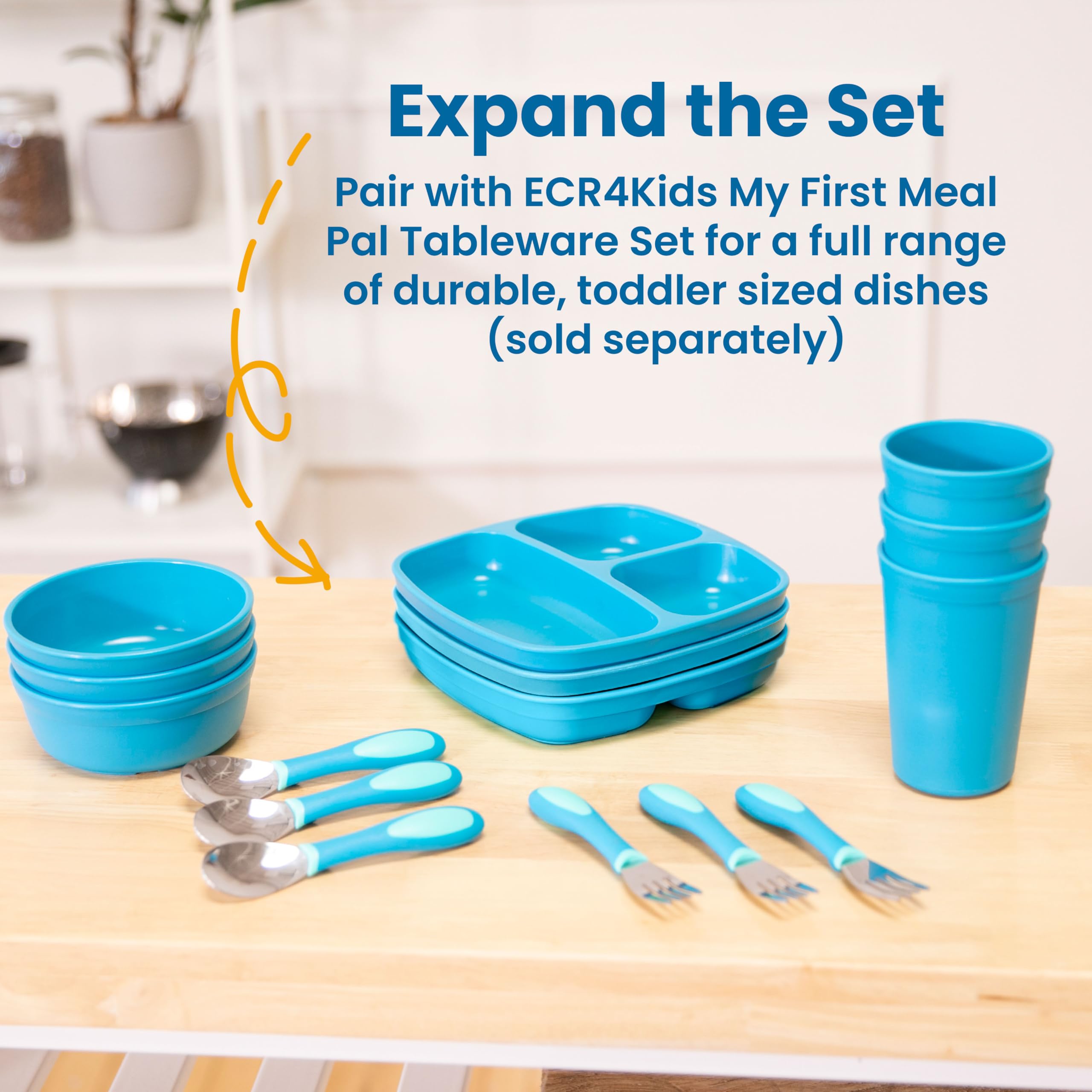 ECR4Kids-ELR-18104 My First Meal Pal Toddler Forks, BPA-Free and Dishwasher Safe Utensils for Babies and Kids, Children's Flatware for Self-Feeding, White/Light Grey (3-Pack)