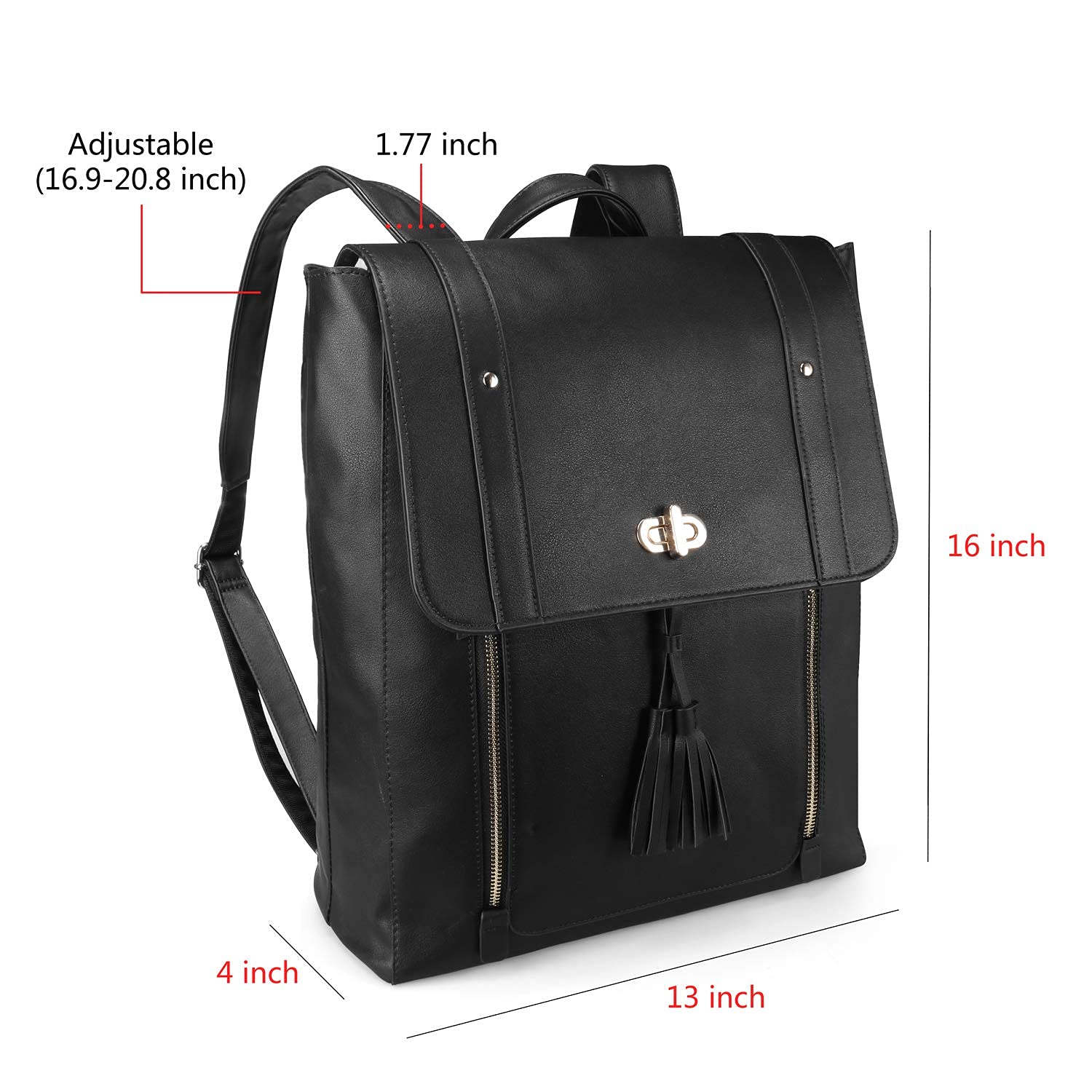 ESTARER Women PU Backpack 15.6inch Laptop Vintage College School Rucksack Bag