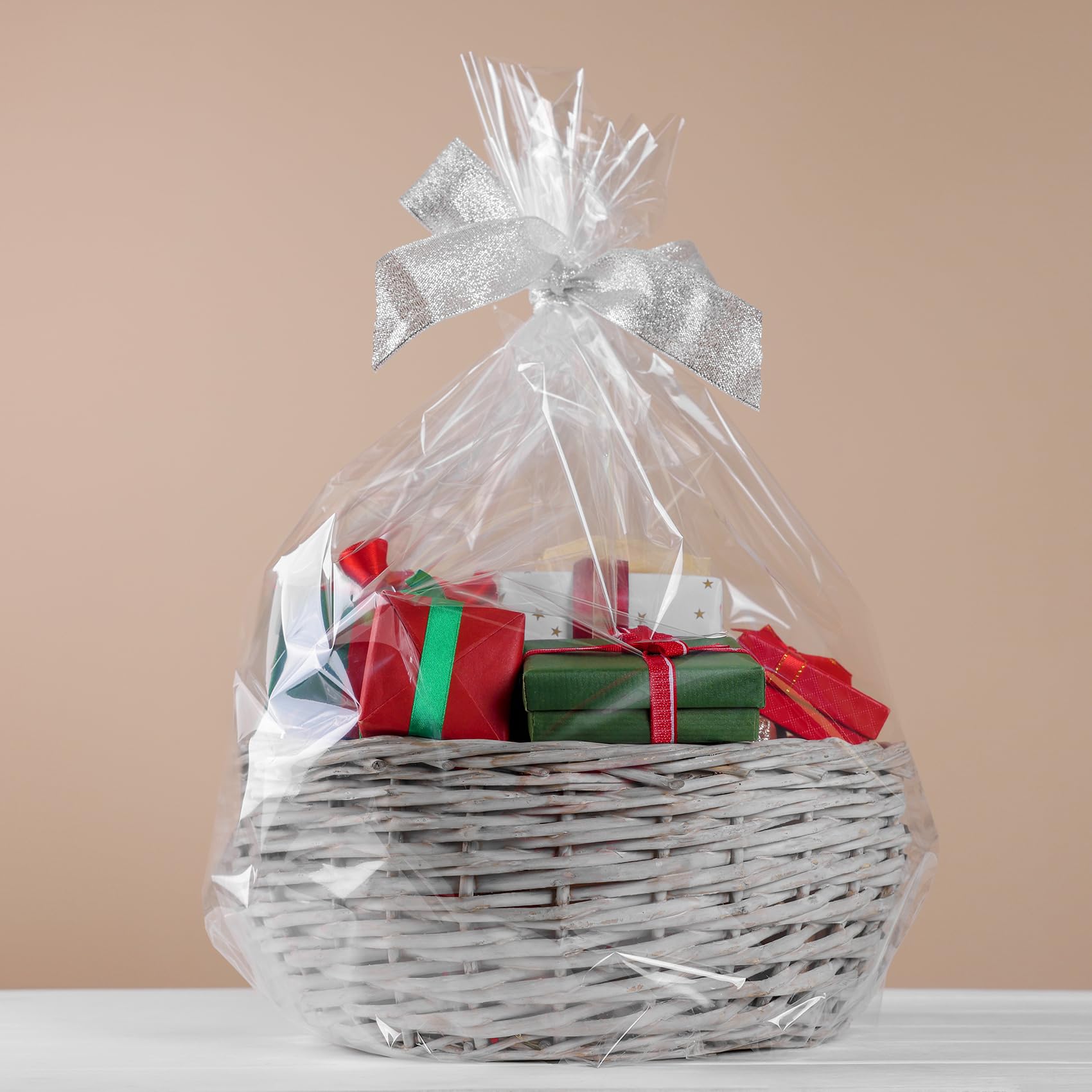 Morepack Shrink Wrap Bags for Gift Baskets,16x24 inches Clear PVC Heat Shrink Bags Cellophane Wrap for Packaging,Gift Wrapping 20 Pack
