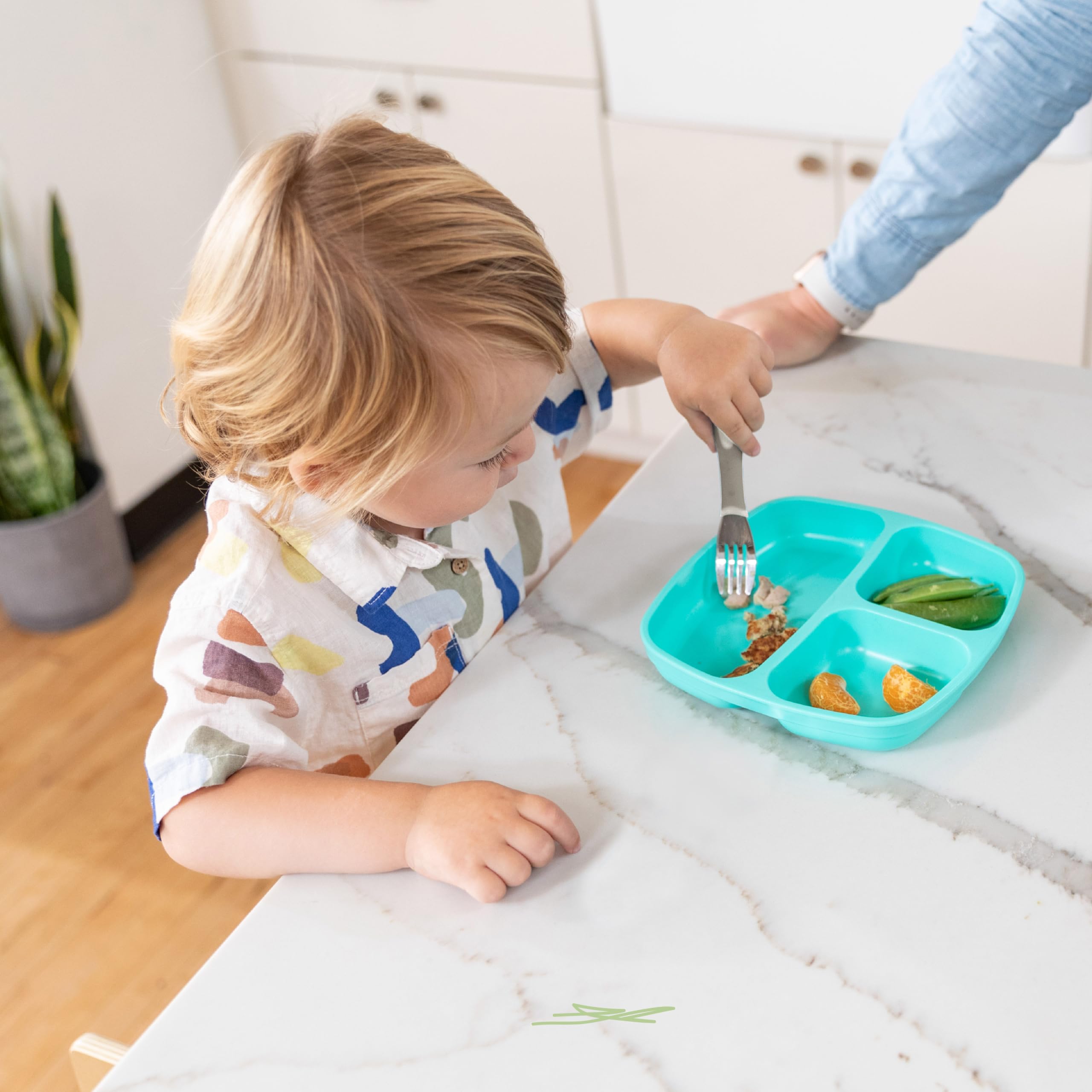 ECR4Kids-ELR-18104 My First Meal Pal Toddler Forks, BPA-Free and Dishwasher Safe Utensils for Babies and Kids, Children's Flatware for Self-Feeding, White/Light Grey (3-Pack)