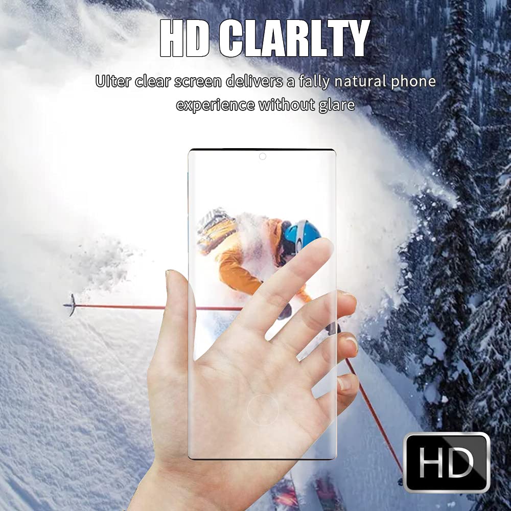 [2+2 Pack] Galaxy Note 10 Screen Protector, Camera Protector, 9H Tempered Glass Scratch Resistant, Ultrasonic Fingerprint Support, 3D HD Curved, for Samsung Galaxy Note 10 (6.3 Inch)