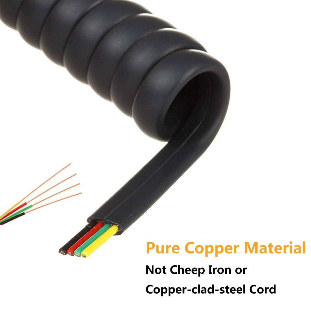 Uvital Telephone Phone Handset Cable Cord, Coiled Length 0.72 to 6 Feet Uncoiled Landline Phone Handset Cable Cord RJ9/RJ10/RJ22 4P4C(Black) (6ft)