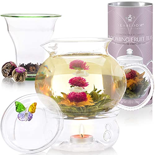 Teabloom Fruit Blooming Teas β 12 Unique Flower Varieties of Blooming Tea in 12 Delicious Fruit Flavors β Each Flowering Tea Ball Steeps Up to 3 Times
