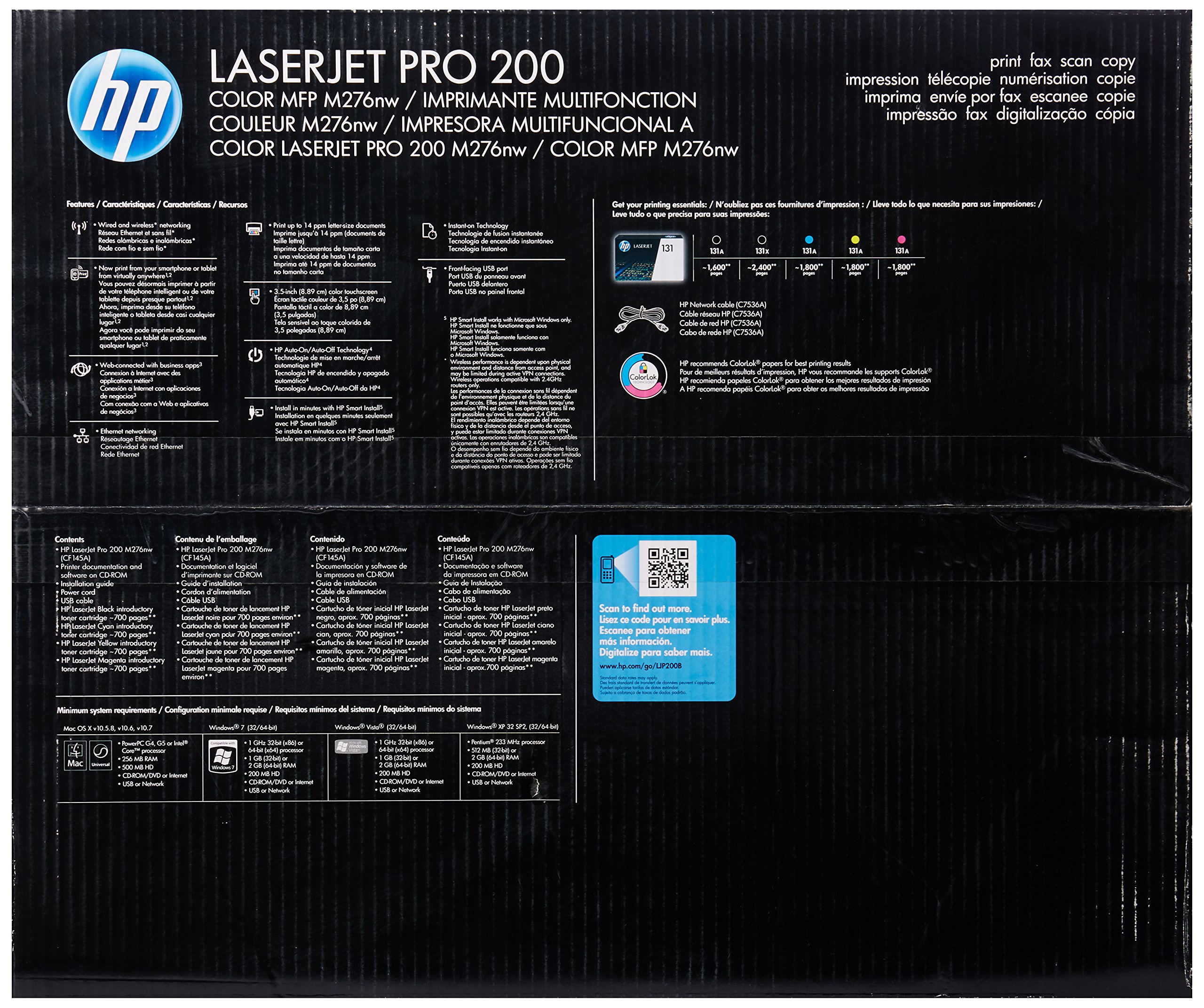 HP LaserJet Pro 200 color MFP Printer (M276nw)