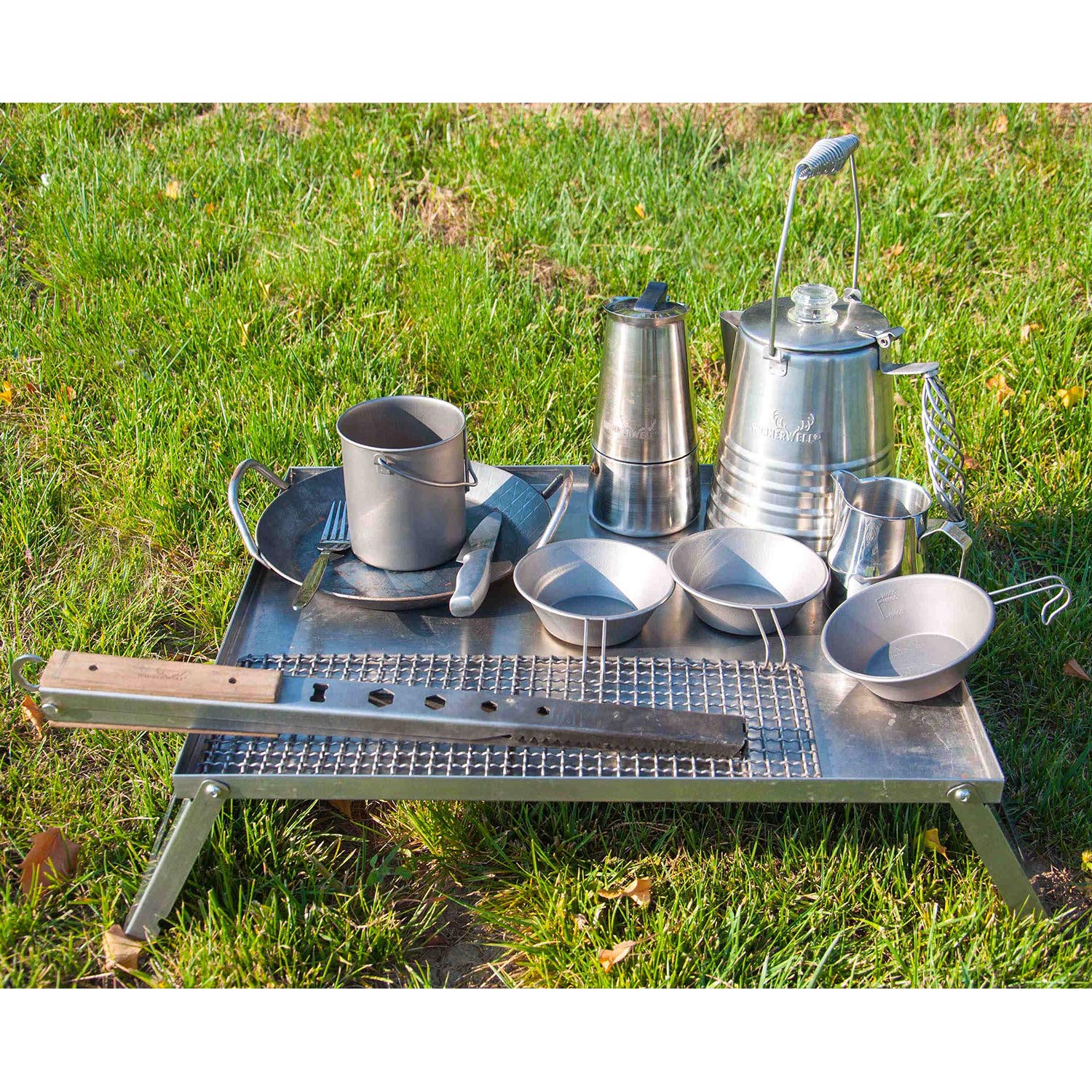 Winnerwell Accessory Table for Flatfold Fire Pit - XL | Portable Stainless Steel Accessory Table for Fire Pan and Camping