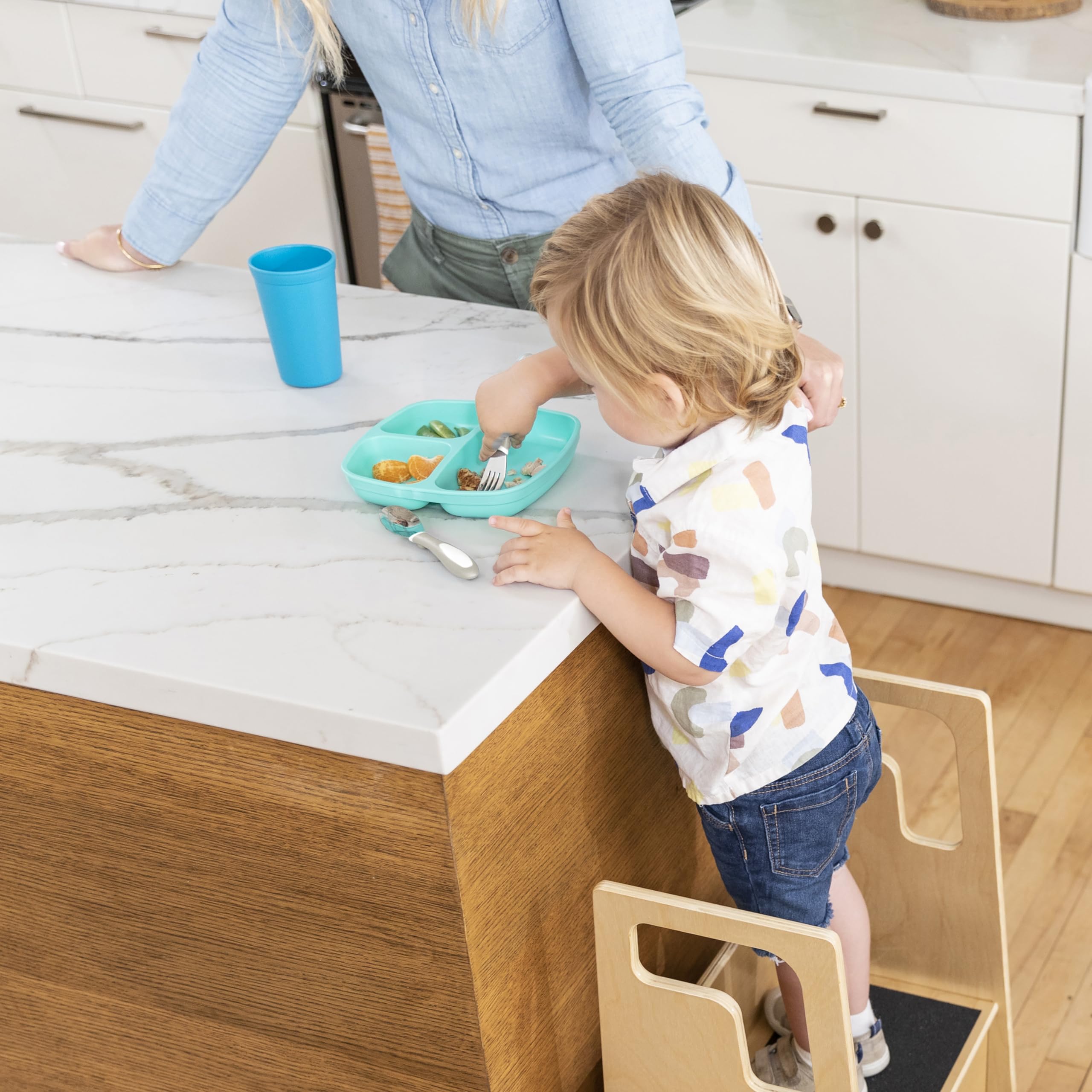 ECR4Kids-ELR-18104 My First Meal Pal Toddler Forks, BPA-Free and Dishwasher Safe Utensils for Babies and Kids, Children's Flatware for Self-Feeding, White/Light Grey (3-Pack)