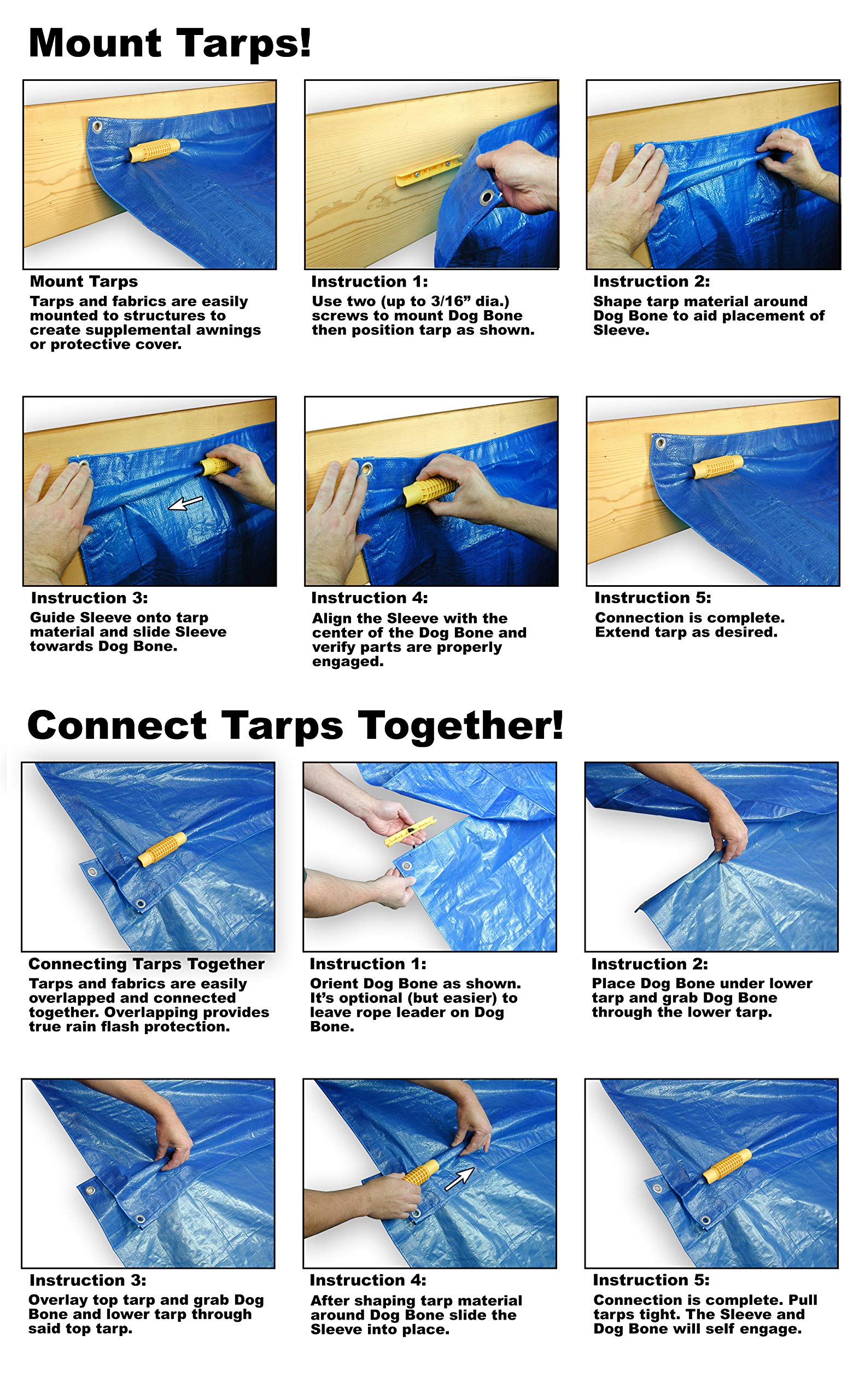 EZ Grabbit Tarp Tie Down (12-Pack) (Black) - Welcome to A New Standard! - Tarp Clip Clamp Holder Tie-Off Cinch Fastener Wall Tent Boat Pool Cover Canopy Hay Cargo Camping Storage Canvas
