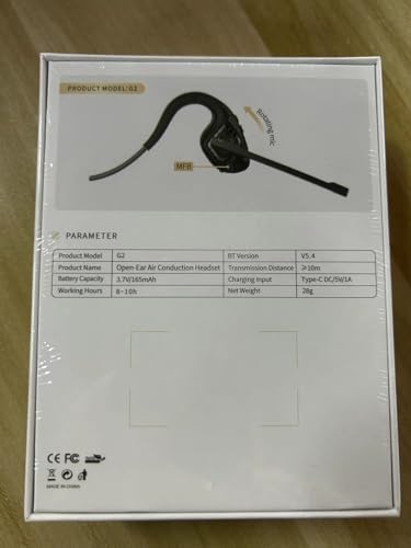 BANIGIPA Bluetooth Headset with Microphone, Wireless Headset w/Noise Canceling Boom Mic, Open Ear Headphones for Phone Laptop PC Computer, Light and Comfortable for Office Meeting Home Working-10 Hrs