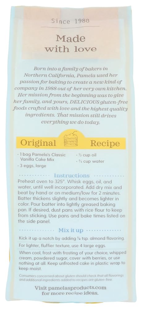 Pamela's Classic Vanilla Cake Mix Gluten Free 6x 21 Oz