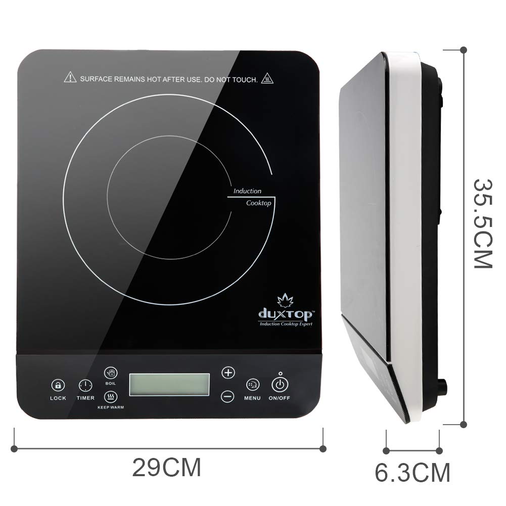 Duxtop Portable Induction Cooktop, Countertop Burner Induction Hot Plate with LCD Sensor Touch 1800 Watts, Silver 9600LS/BT-200DZ
