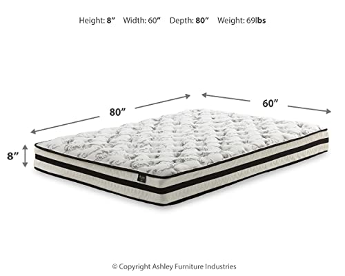 Signature Design by Ashley Chime 8 Inch Firm Hybrid Mattress, CertiPUR-US Certified Foam, Queen