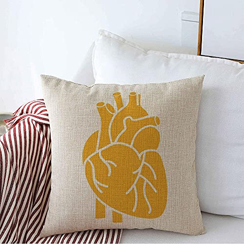 Aiiwdito Throw Pillow Cover Decorative Square Pillowcase Anatomical Heart Internal Organ Human People Cardiology Anatomy Medicine Artery Vascular Disease Cushion Case for Sofa Bedroom Car 16x16 Inch