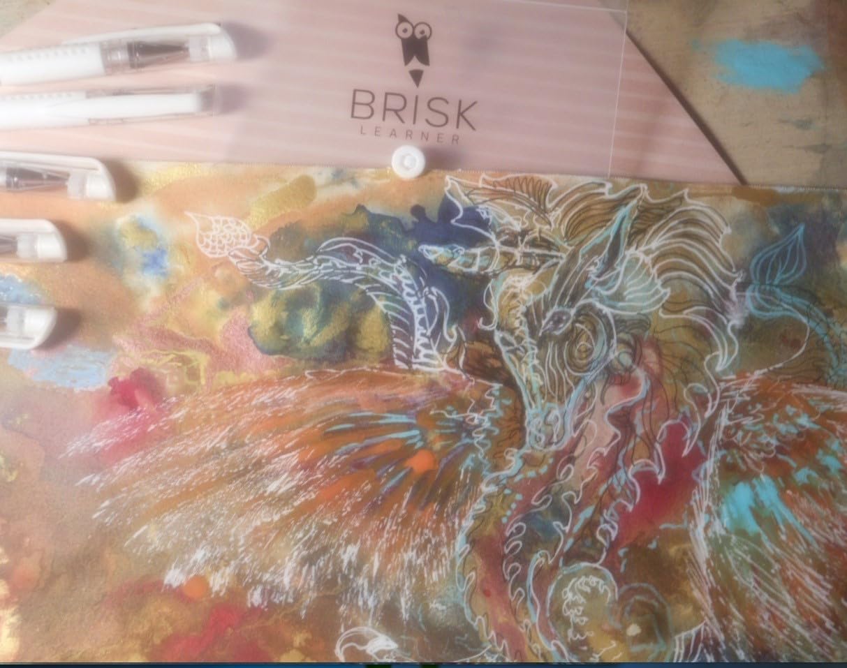 BriskLearner 5 White Gel Pen - 5 Tip Sizes 0.5, 0.7, 0.8, 1.0, 1.2mm for Maximum Opacity Control - Graffiti Ink White Pen for Artists, White Ink Pen - Free White Pencil