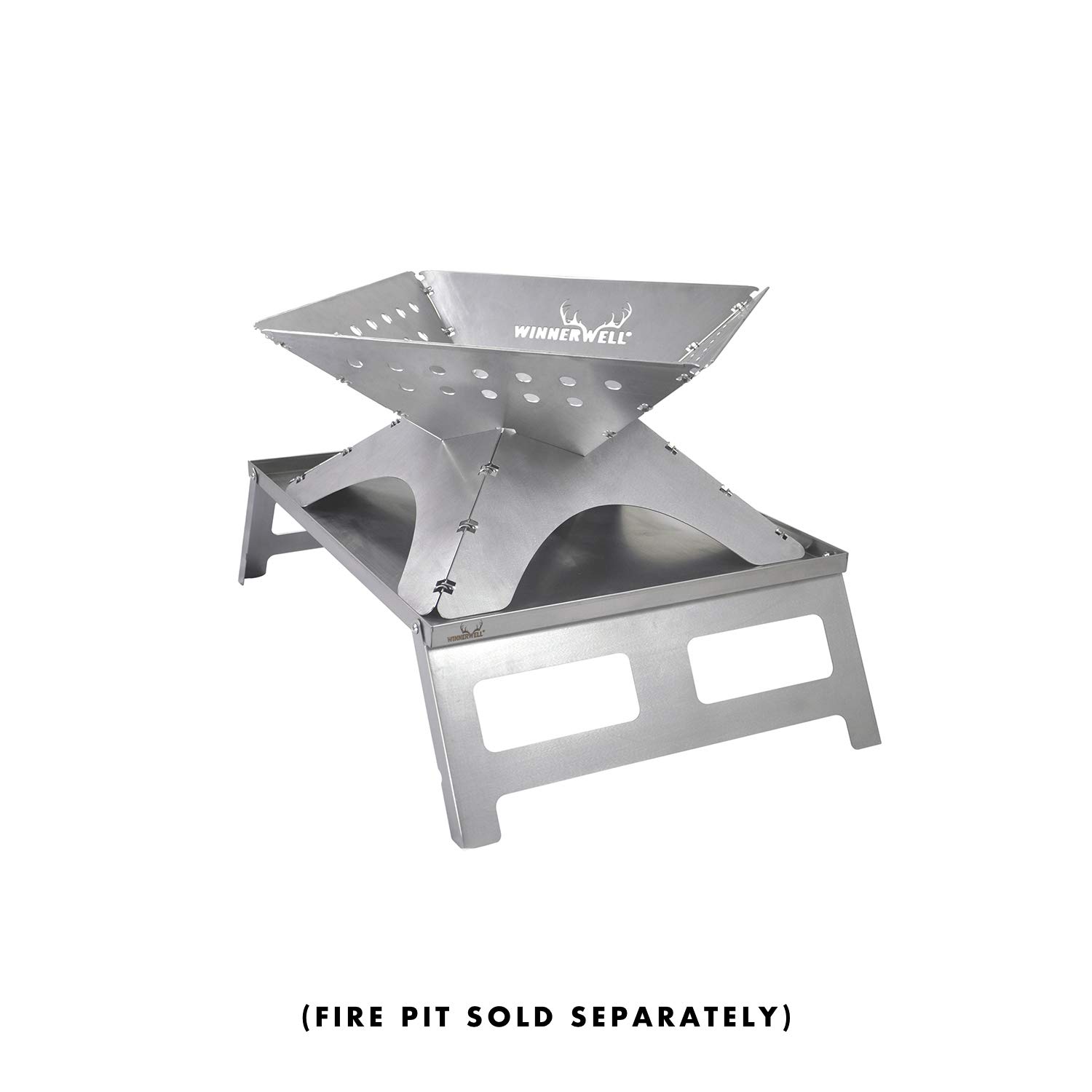Winnerwell Accessory Table for Flatfold Fire Pit - Large | Portable Stainless Steel Accessory Table for Fire Pan and Camping