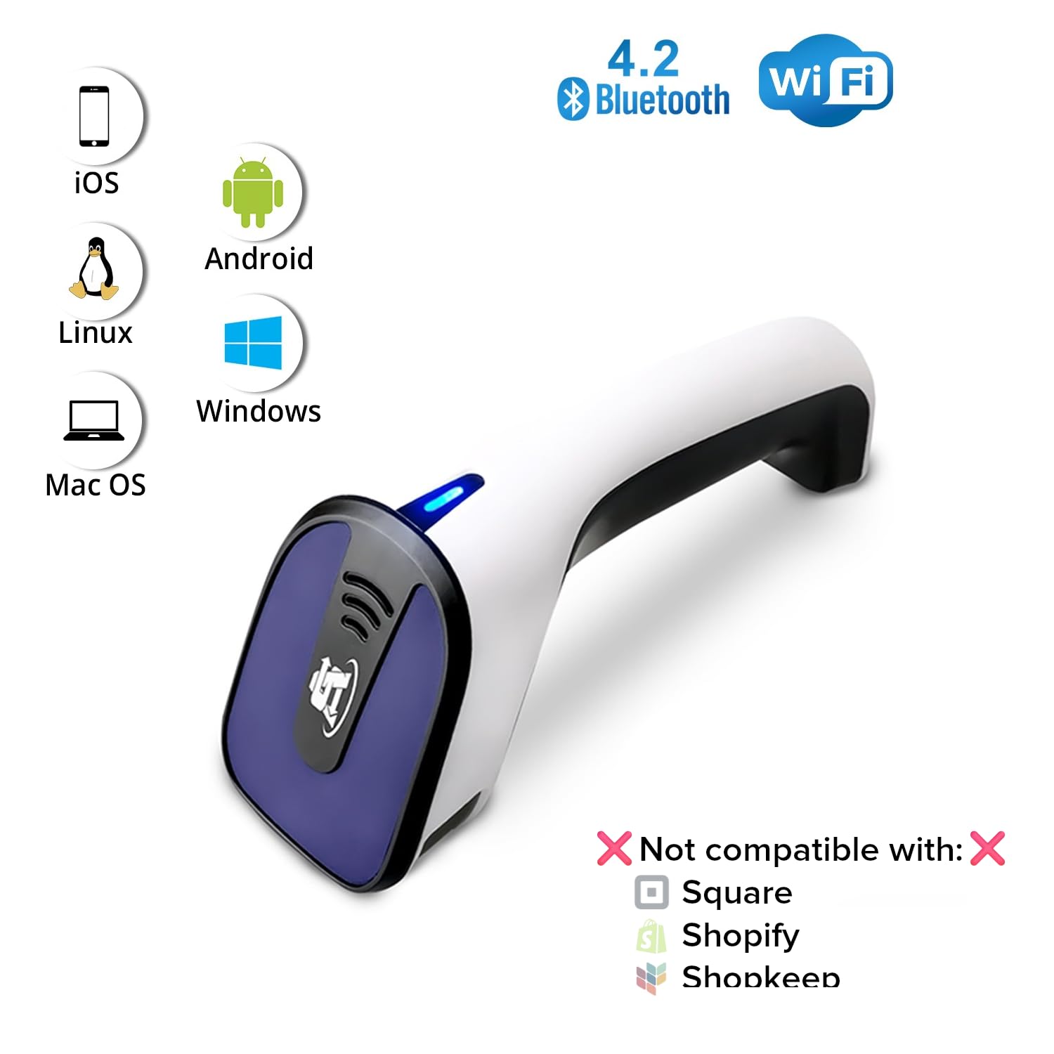 ScanAvenger Portable Wireless Bluetooth Barcode Scanner: 3-in-1 Hand Scanners - Cordless, Rechargeable 1D and 2D Scan Gun for Inventory Management - Wireless, Handheld, USB Bar Code/QR Code Reader