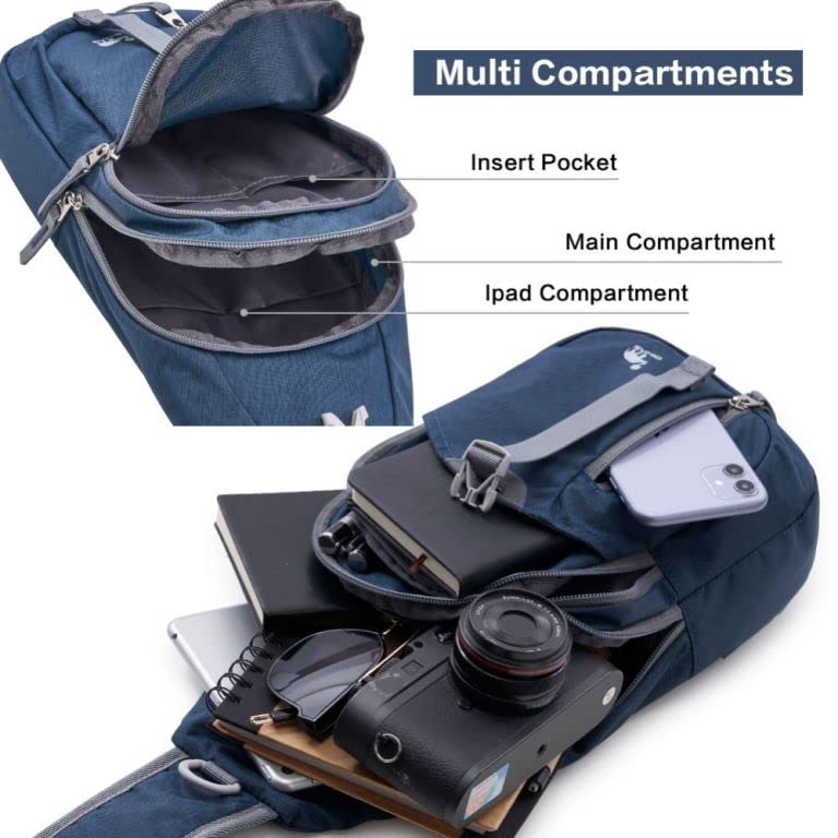 KIMLEE Sling Bag Crossbody Bags Men, Travel Hiking Chest Daypack for Women One Strap Backpack Lightweight Over Shoulder Bag