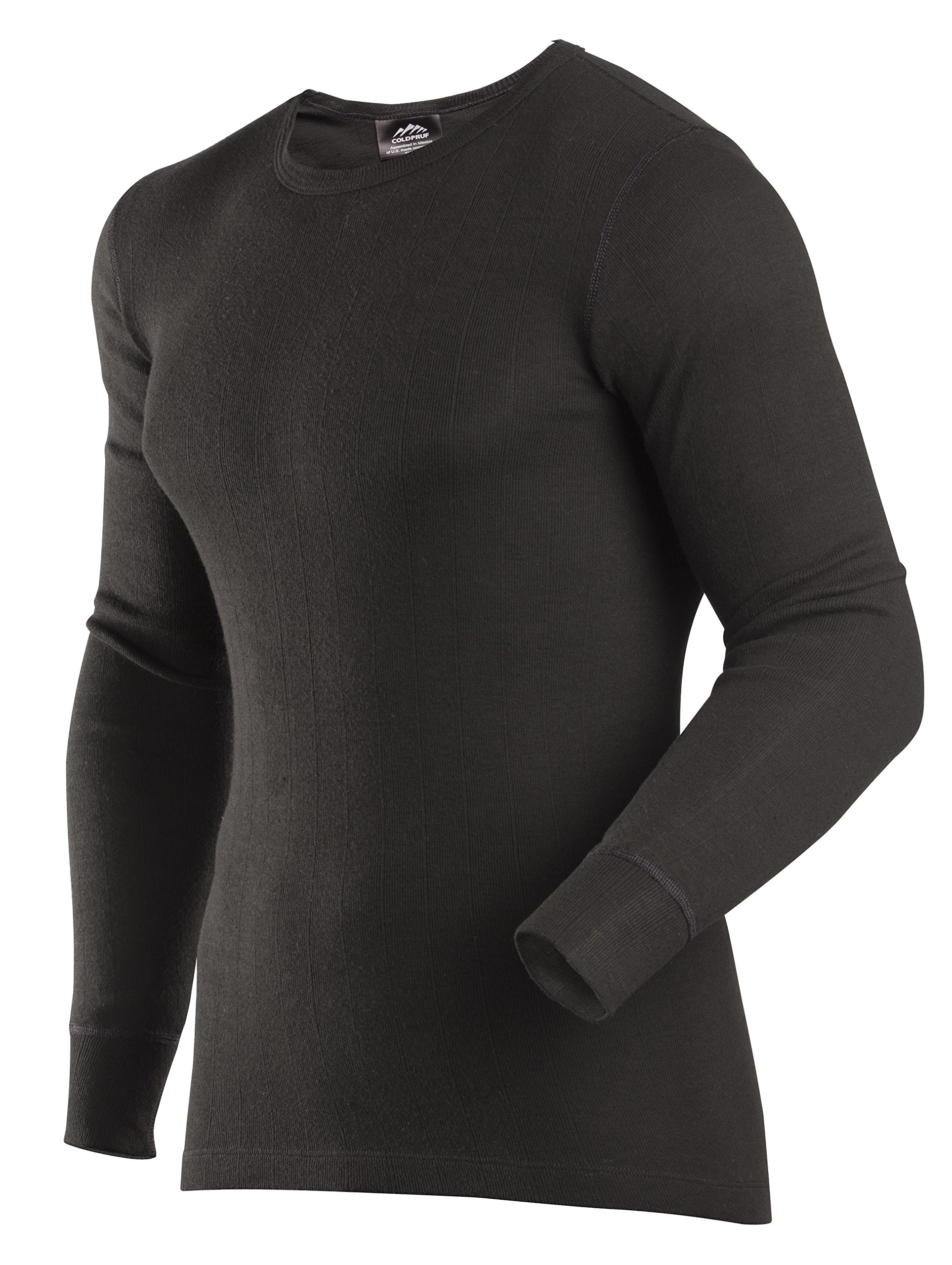 ColdPruf Men's Enthusiast Single Layer Long Sleeve Crew Neck Base Layer Top, Black, 3X