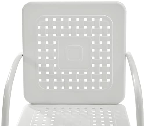 Crosley Furniture KO10019WH Bates 3-Piece Retro Metal Outdoor Seating Set with Side Table and 2 Chairs, White Gloss and White Satin
