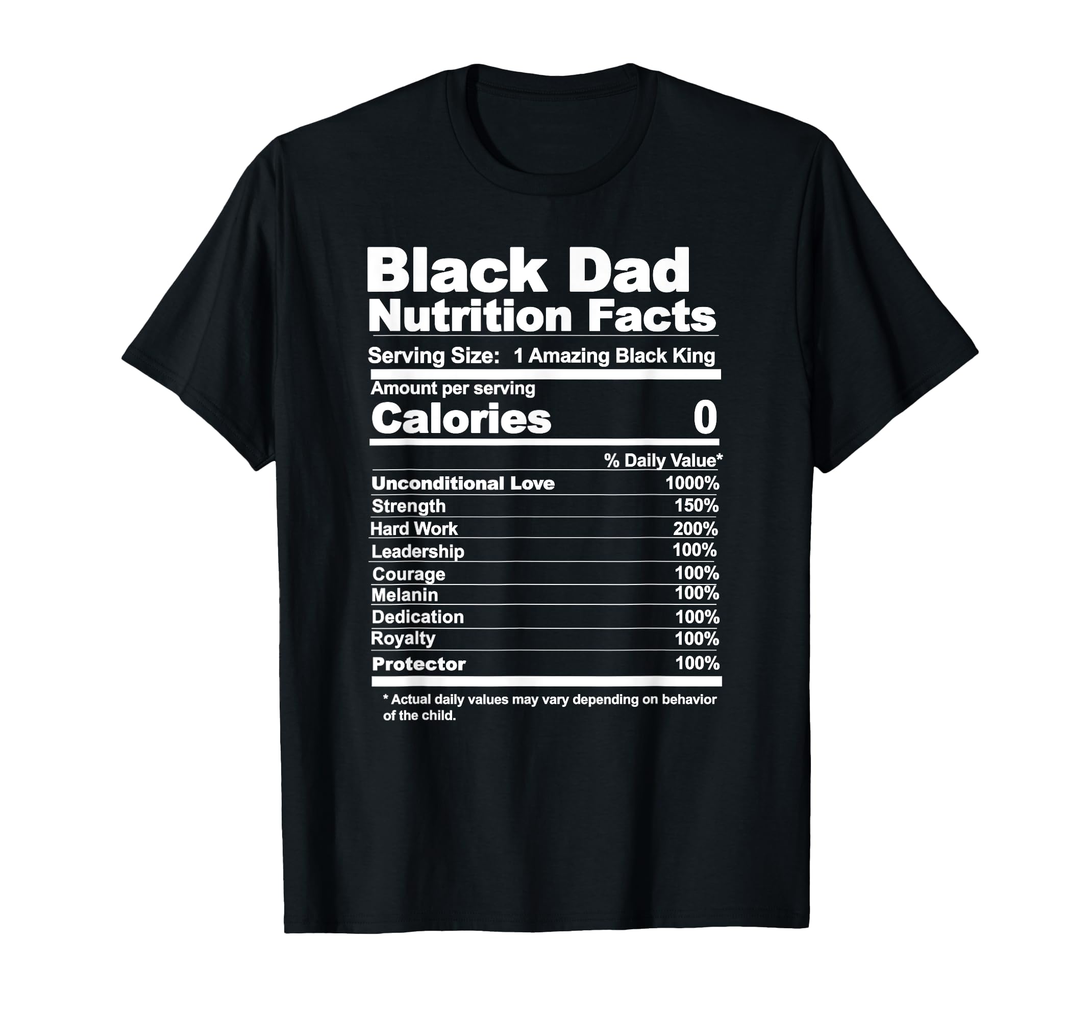 Black Dad Nutrition Facts T-Shirt