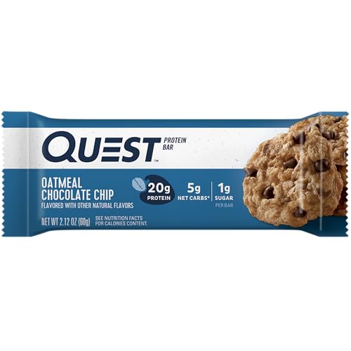 Quest Nutrition Oatmeal Chocolate Chip Protein Bar, High Protein, Low Carb, Gluten Free, Keto Friendly, 4 Count