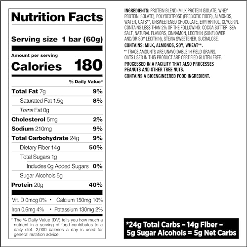 Quest Nutrition Oatmeal Chocolate Chip Protein Bar, High Protein, Low Carb, Gluten Free, Keto Friendly, 4 Count