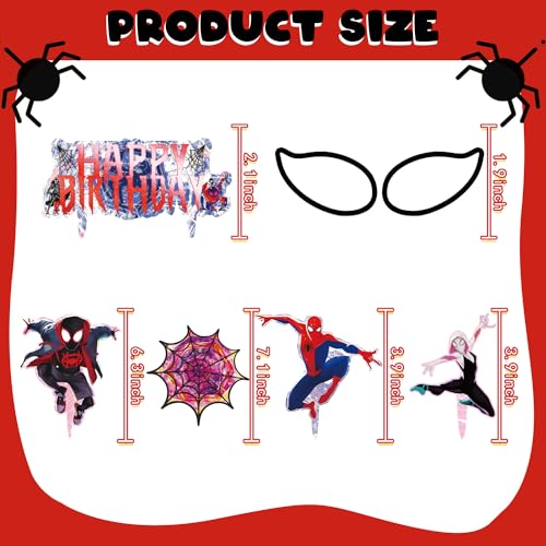 7 Pcs Spider Cake Topper Set, Hero Cake Decorations, Man Theme Birthday, Party Supplies for Parallel Universe Theme