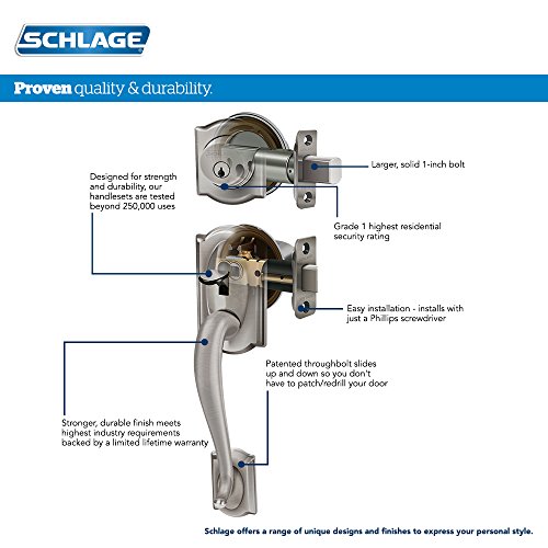SCHLAGE Plymouth Single Cylinder Handleset and Plymouth Knob, Bright Brass (F60 PLY 605)
