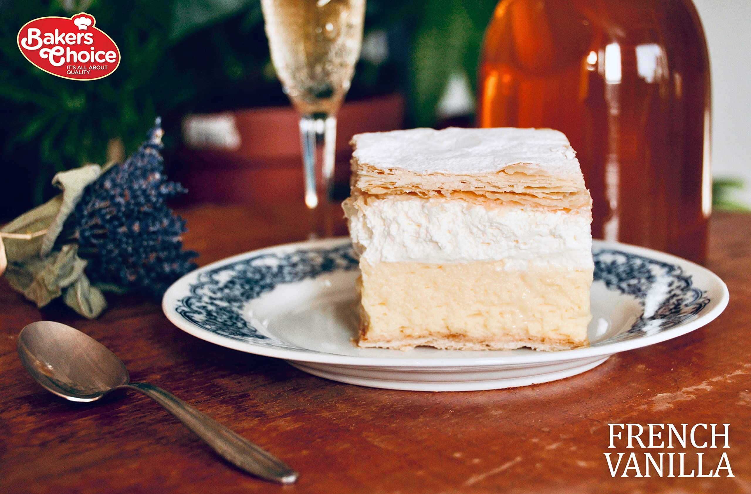 French Vanilla Pudding Mix - French Napoleon Custard Powder - Make Custard Creams For French Napoleon Cake, Custard Cups, Mousse Cake, and Desserts - Dairy Free, Kosher - 8 oz. - By Baker’s Choice