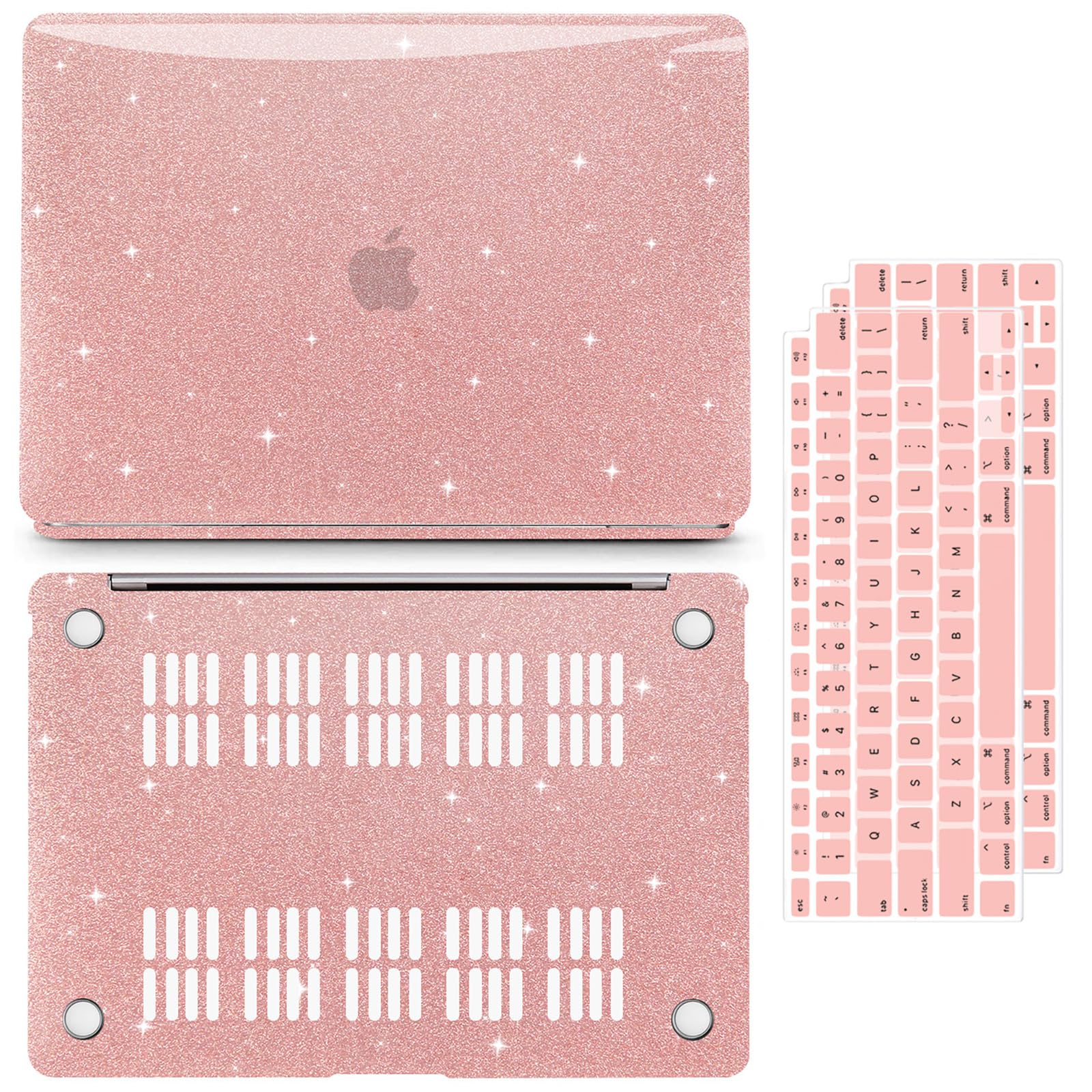 Anban Compatible with MacBook Air 13 inch Case 2022 2021 2020 2019 2018 Release A2337 M1 A2179 A1932 with Touch ID, Glitter Smooth Plastic Hard Shell Case + Keyboard Cover,MacBook Air 2021 Case Retina