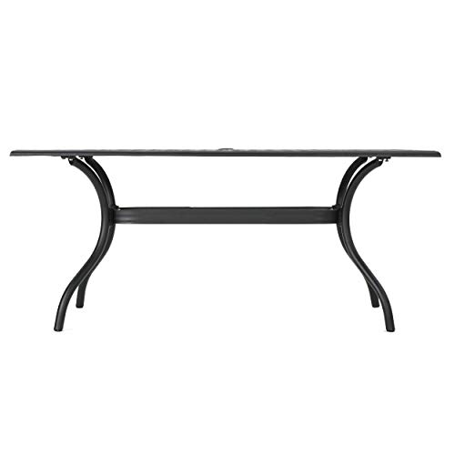 Christopher Knight Home Cayman Outdoor 6-Seater Cast Aluminum Dining Set, 7-Pcs Set, Black Sand