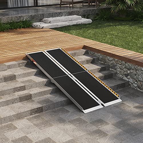 ORFORD Non Skid Wheelchair Ramp 6FT, Threshold Ramp with an Applied Slip-Resistant Surface, Portable Aluminum Foldable Mobility Scooter Ramp, for Home, Steps, Stairs, Doorways, Curbs