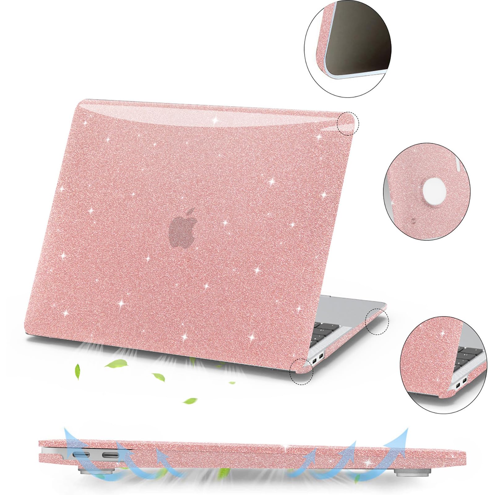 Anban Compatible with MacBook Air 13 inch Case 2022 2021 2020 2019 2018 Release A2337 M1 A2179 A1932 with Touch ID, Glitter Smooth Plastic Hard Shell Case + Keyboard Cover,MacBook Air 2021 Case Retina