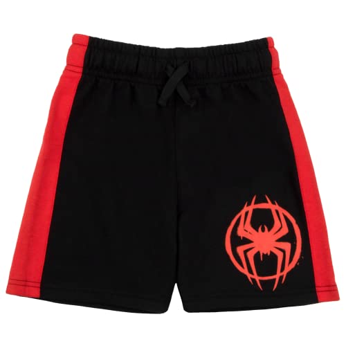 Marvel Avengers Superheroes Boys Character Lightweight Short Sleeve Hoodie T-Shirt & Shorts Athleisure Short Set (Black/Red 2, 5/6)
