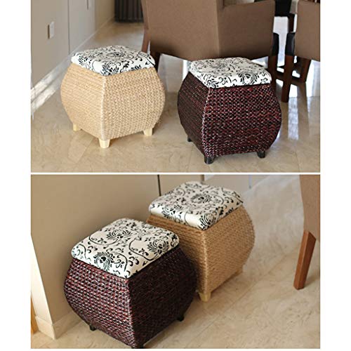 Articles for daily use Rattan Straw Storage Stool, Shoe Changing Stool, Storage Stool wth Cover, Finishing Storage Box, Shoe Ottoman, Sofa, Square Stoolw