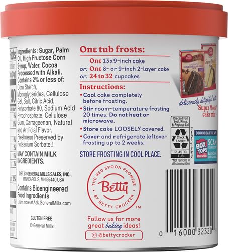 Betty Crocker Gluten Free Whipped Chocolate Frosting, 12 oz.