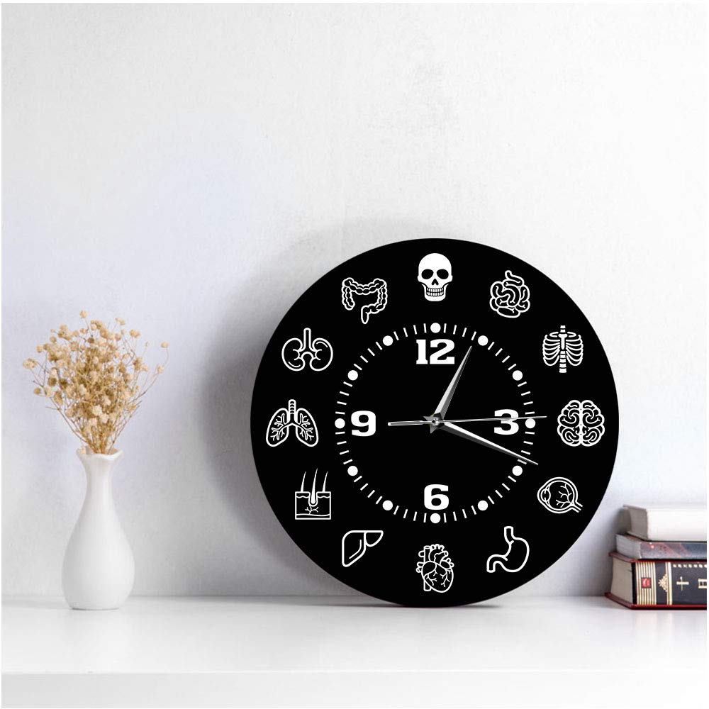 The Geeky Days Human Body Internal Organs Anatomy Wall Clock Anatomical Medical Wall Art Silent Sweep Wall Watch Doctors Biology Student Gift