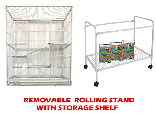 70" Extra Large Wrought Iron 3-Levels Ferret Chinchilla Sugar Glider Chewproof Cage Tight 1/2-Inch Bar Spacing with Removable Rolling Stand