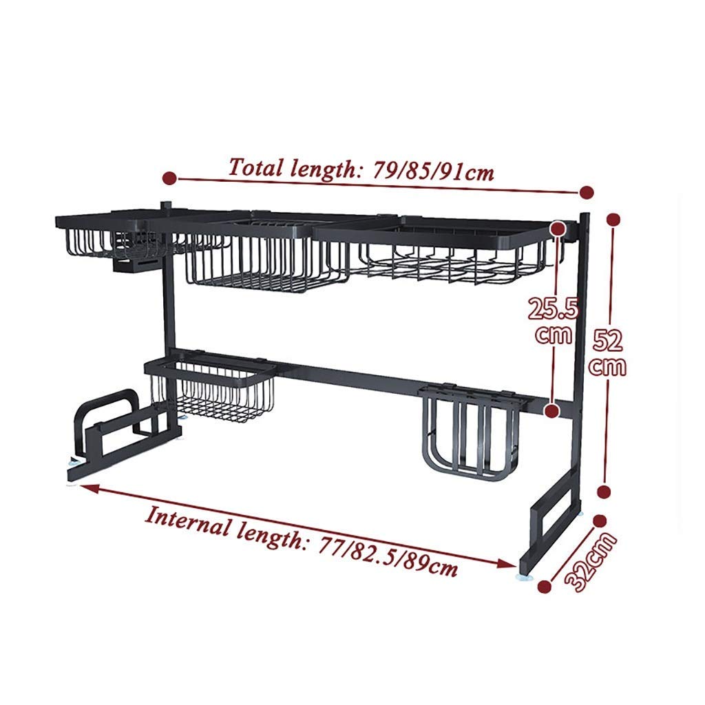 FEHUN Sinks,Stainless Steel Kitchen Sink Dish Drying Rack Drain Rack/79*32*52Cm