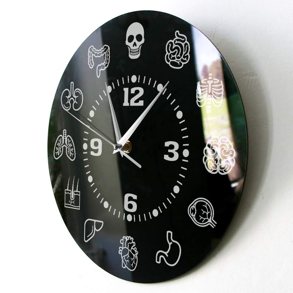 The Geeky Days Human Body Internal Organs Anatomy Wall Clock Anatomical Medical Wall Art Silent Sweep Wall Watch Doctors Biology Student Gift